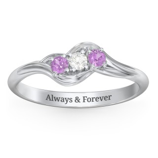 Three Stone Wave Ring | Jewlr