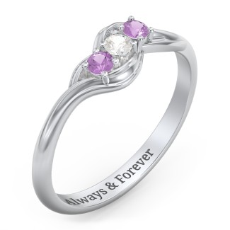 Three Stone Wave Ring | Jewlr