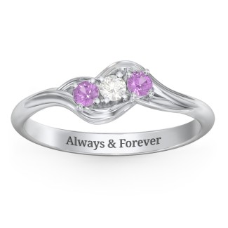 Three Stone Wave Ring | Jewlr