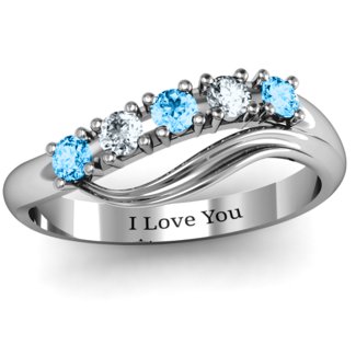 Five Stone Wave Ring | Jewlr