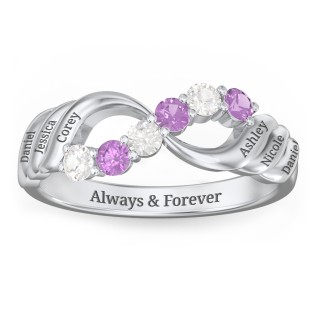 Engravable Infinity Wave Ring with Gemstones | Jewlr