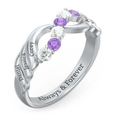 Engravable Infinity Wave Ring with Gemstones | Jewlr