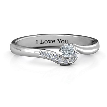 Solitaire Wave Ring with Stone Accents | Jewlr