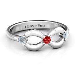 Sterling Silver Three Stone Infinity Ring | Jewlr