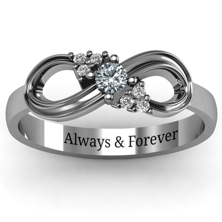 Solitaire Infinity Ring with Accents | Jewlr