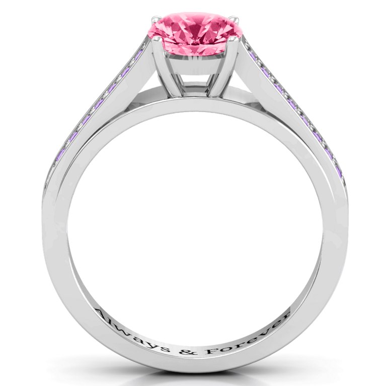 Large Round Solitaire Ring with Channel Set Accents | Jewlr