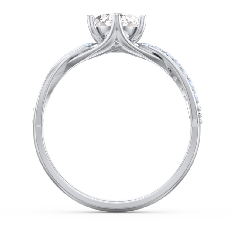 Oval Cut Gemstone Ring with Twisted Band and Accents | Jewlr