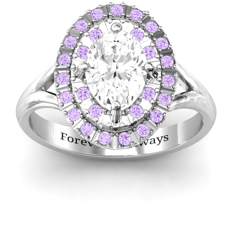 Oval Double Halo Ring | Jewlr