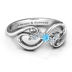 Sterling Silver Flourish Infinity Ring with Gemstones | Jewlr