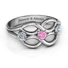Sterling Silver Double Infinity Ring with Triple Stones | Jewlr