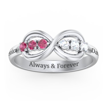 Engravable Infinity Ring with Birthstones | Jewlr