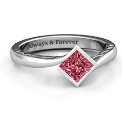 Sterling Silver Krista Princess Cut Ring with Red Premium Zirconia ...