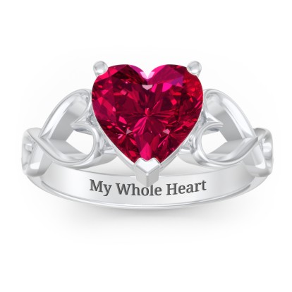 Heart Shaped Stone with Interwoven Heart Infinity Band Ring | Jewlr