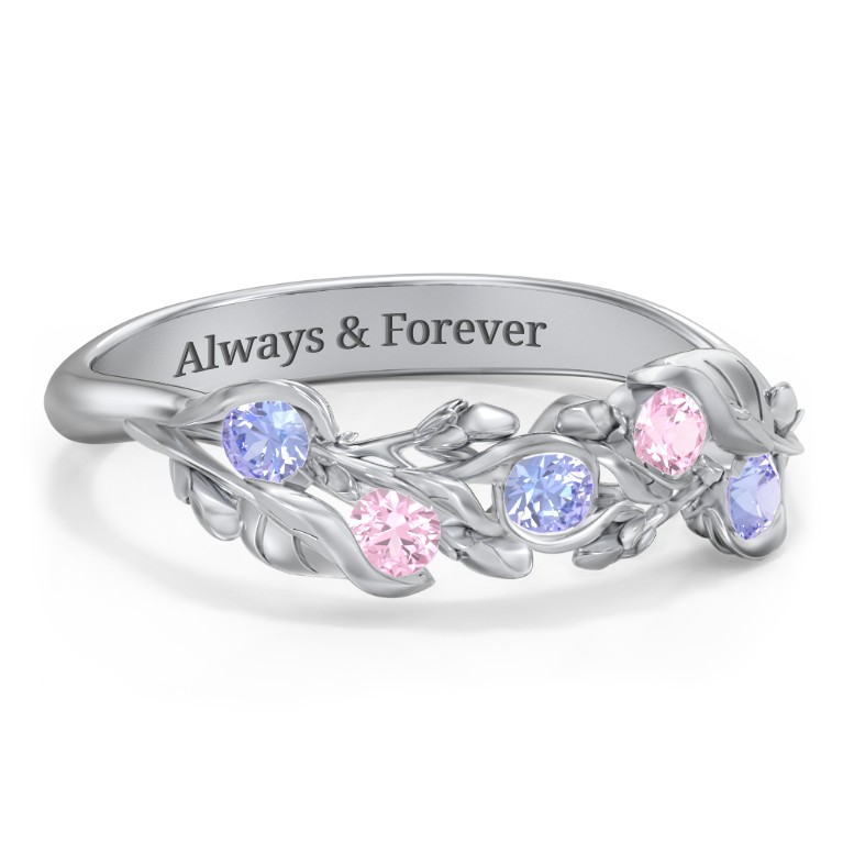 Organic Leaf Five Stone Family Ring | Jewlr