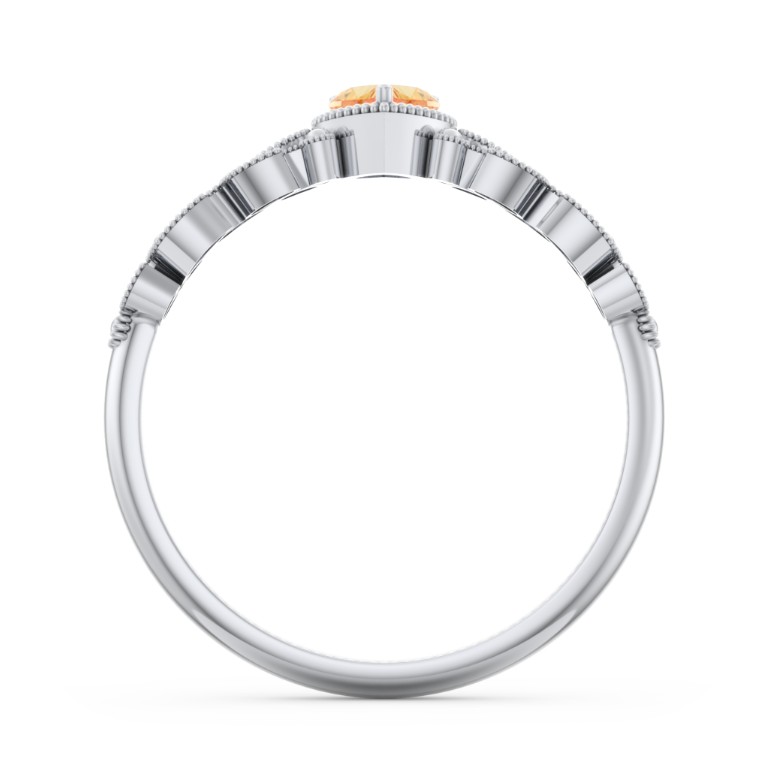 Heart Cut Gemstone Ring with Milgrain and Leaf Detailing | Jewlr