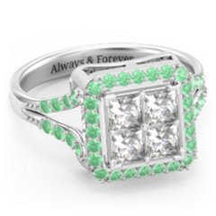 Sterling Silver Ophelia Princess Cluster Ring | Jewlr