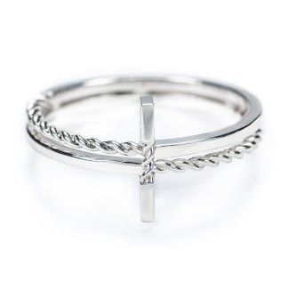 Twisted Cross Ring with Double Band | Jewlr