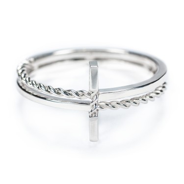 Twisted Cross Ring with Double Band | Jewlr