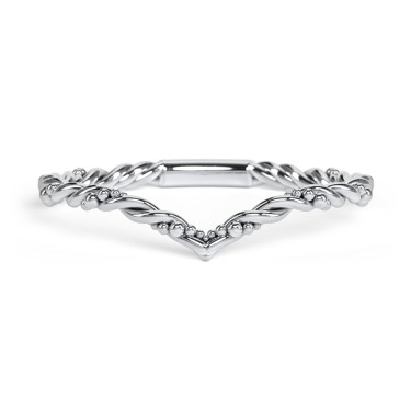 Sterling Silver V-Shape Stacking Ring with Twisted Band | Jewlr