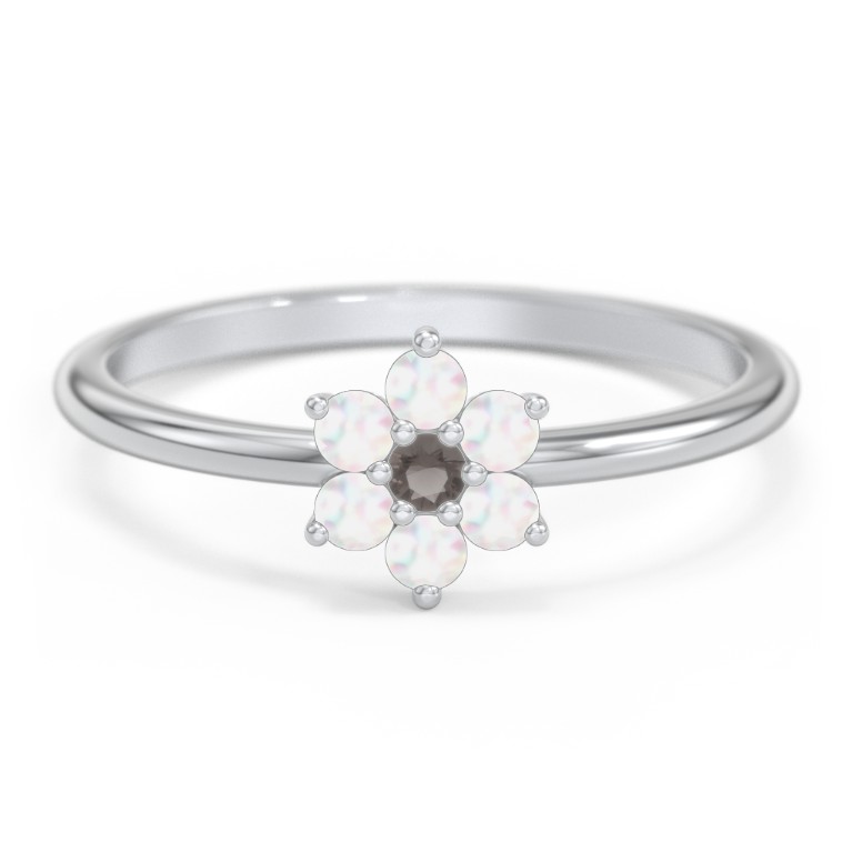 Flower Stackable Ring with Gemstones | Jewlr