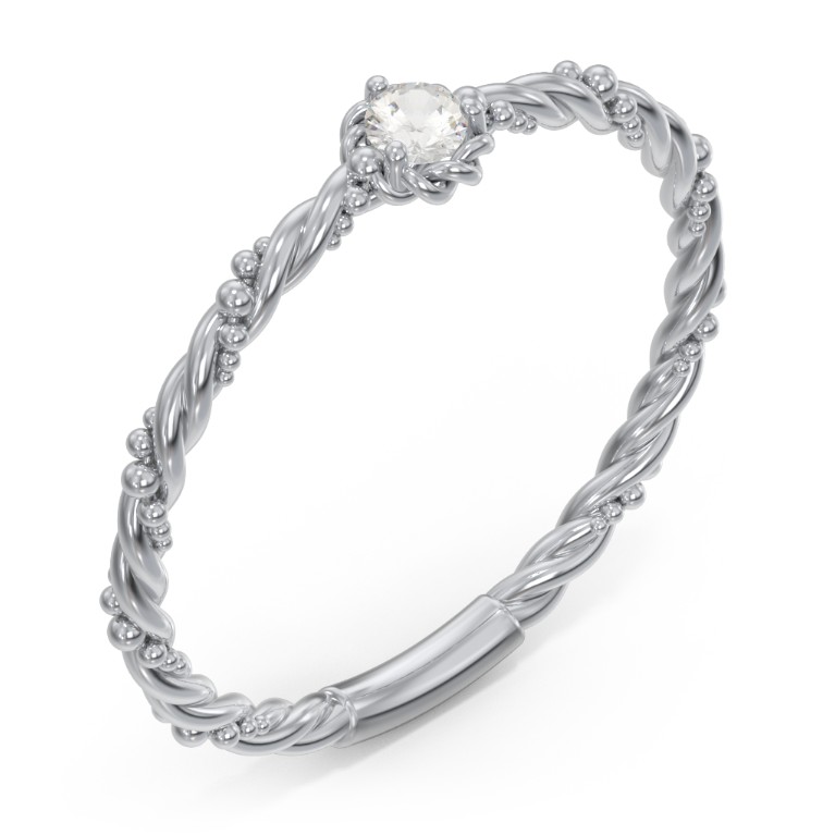Twisted Band Stackable Ring with Gemstone | Jewlr