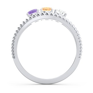 Oval Birthstone Ring with Twisted Rope Band | Jewlr