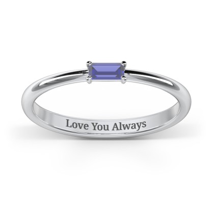Engravable Baguette Ring with East-West Setting | Jewlr