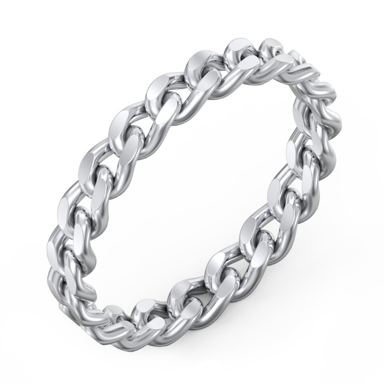 Sterling Silver Curb Link Chain Ring | Jewlr