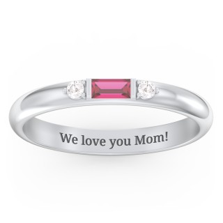 Stackable East-West Baguette Ring with Accents | Jewlr