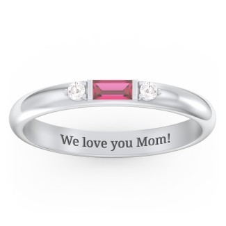 Stackable East-West Baguette Ring with Accents | Jewlr