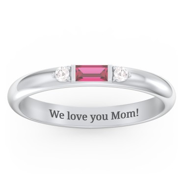 Stackable East-West Baguette Ring with Accents | Jewlr