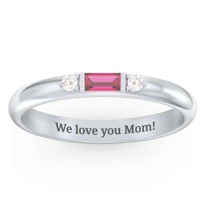 Stackable East-West Baguette Ring with Accents | Jewlr