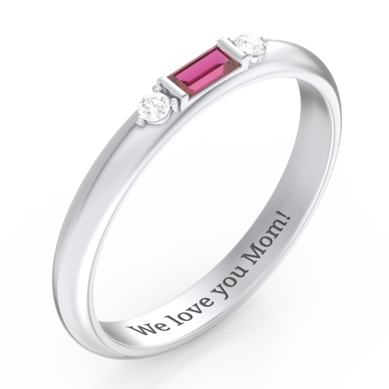 Stackable East-West Baguette Ring with Accents | Jewlr