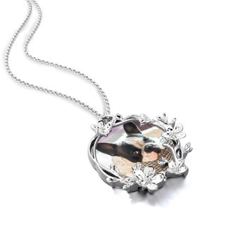 Round Cherry Blossom Photo Frame Necklace | Jewlr
