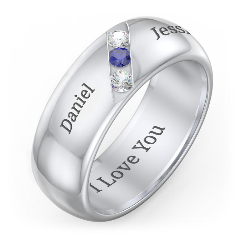 Men's Triple Stone Grooved Ring | Jewlr