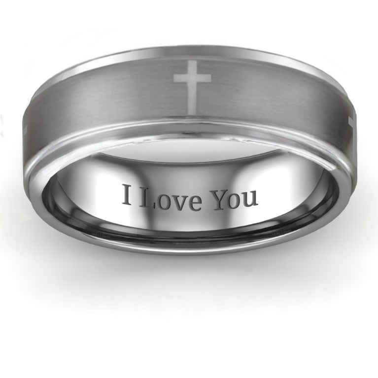 Men's Cross Tungsten Ring | Jewlr