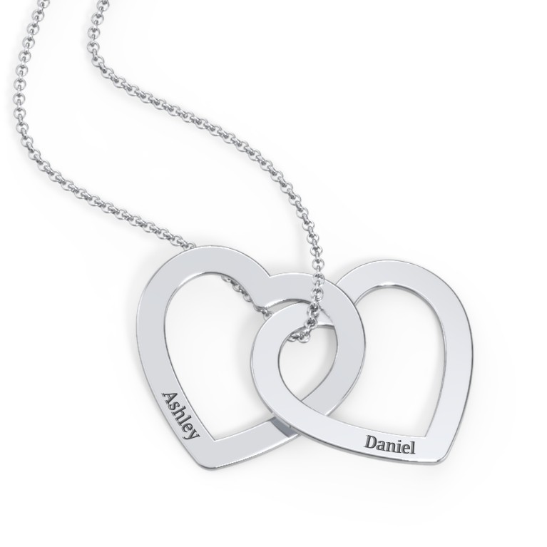 Engravable Interlocking Double Heart Pendant | Jewlr