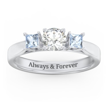 Three Stone Eternity with Princess Accents Ring | Jewlr