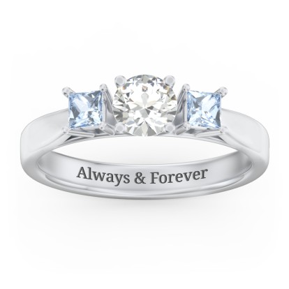 Three Stone Eternity with Princess Accents Ring | Jewlr