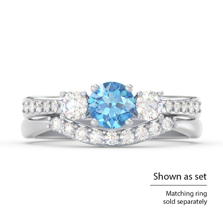 Sterling Silver Three Stone Eternity Ring with Twin Accent Rows | Jewlr